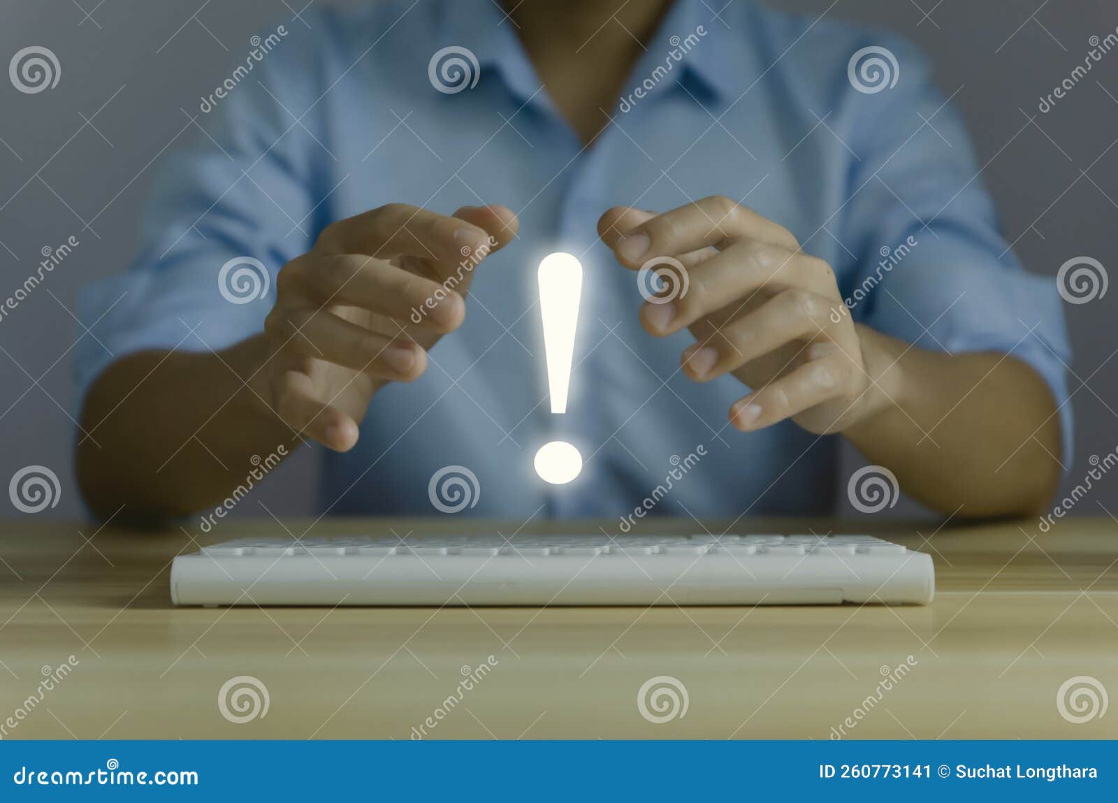 The Businessman S Hand Shows a White Exclamation Mark. Business ...