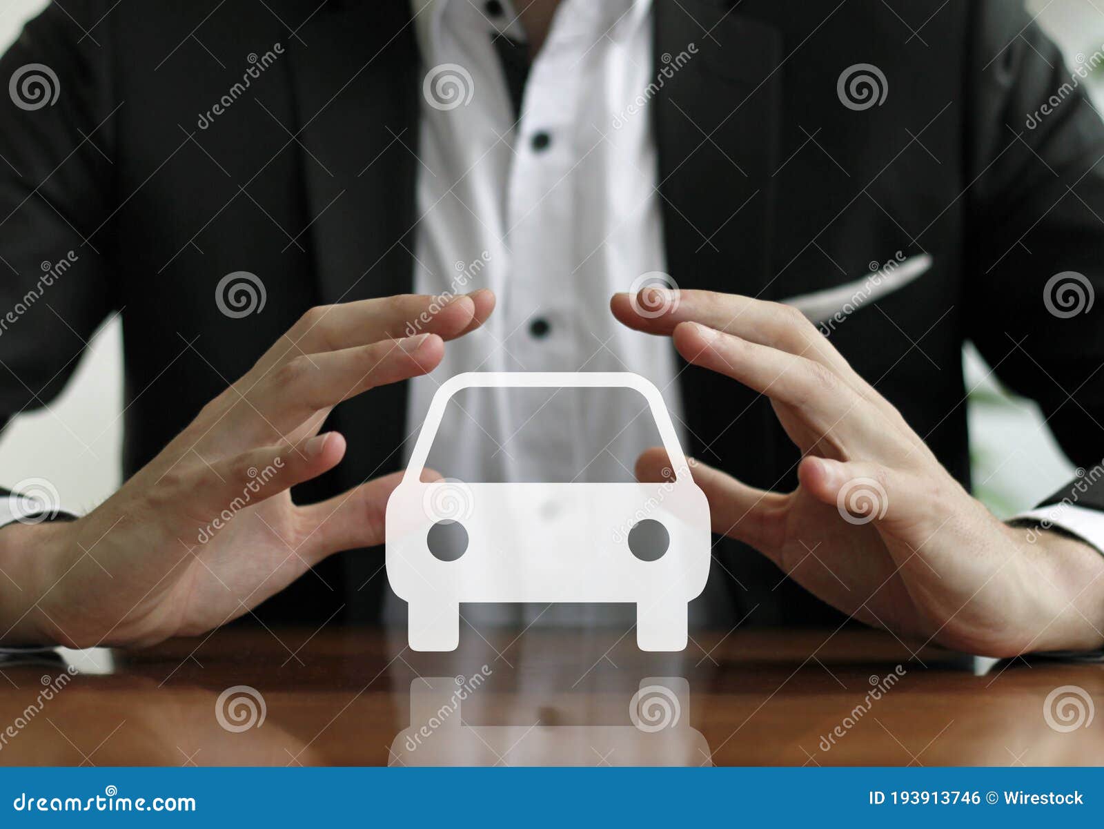 Businessman`s Hands Over a Car Icon Stock Photo - Image of white, suit ...