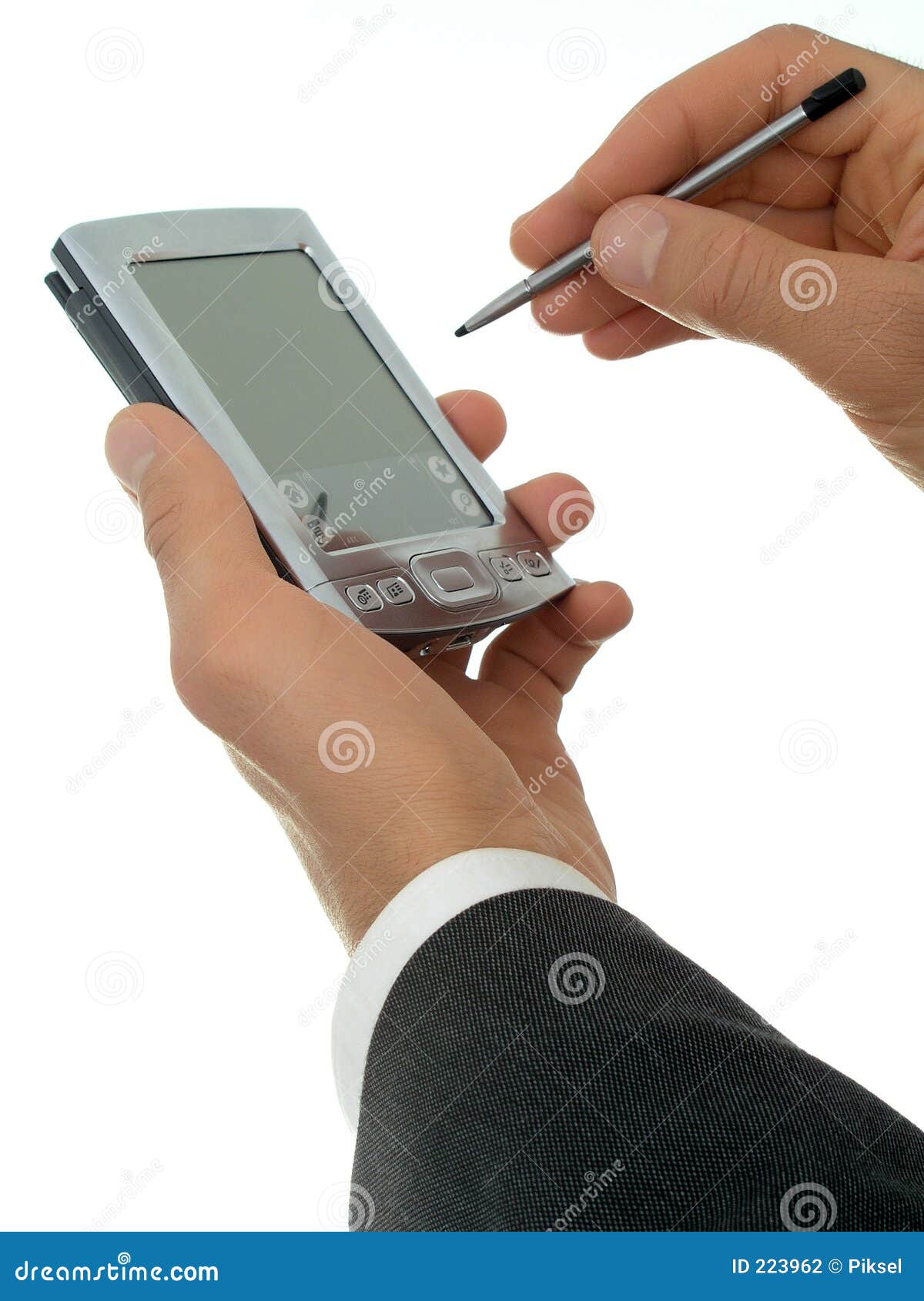 Businessman S Hands with Palmtop Stock Photo - Image of concepts, black ...