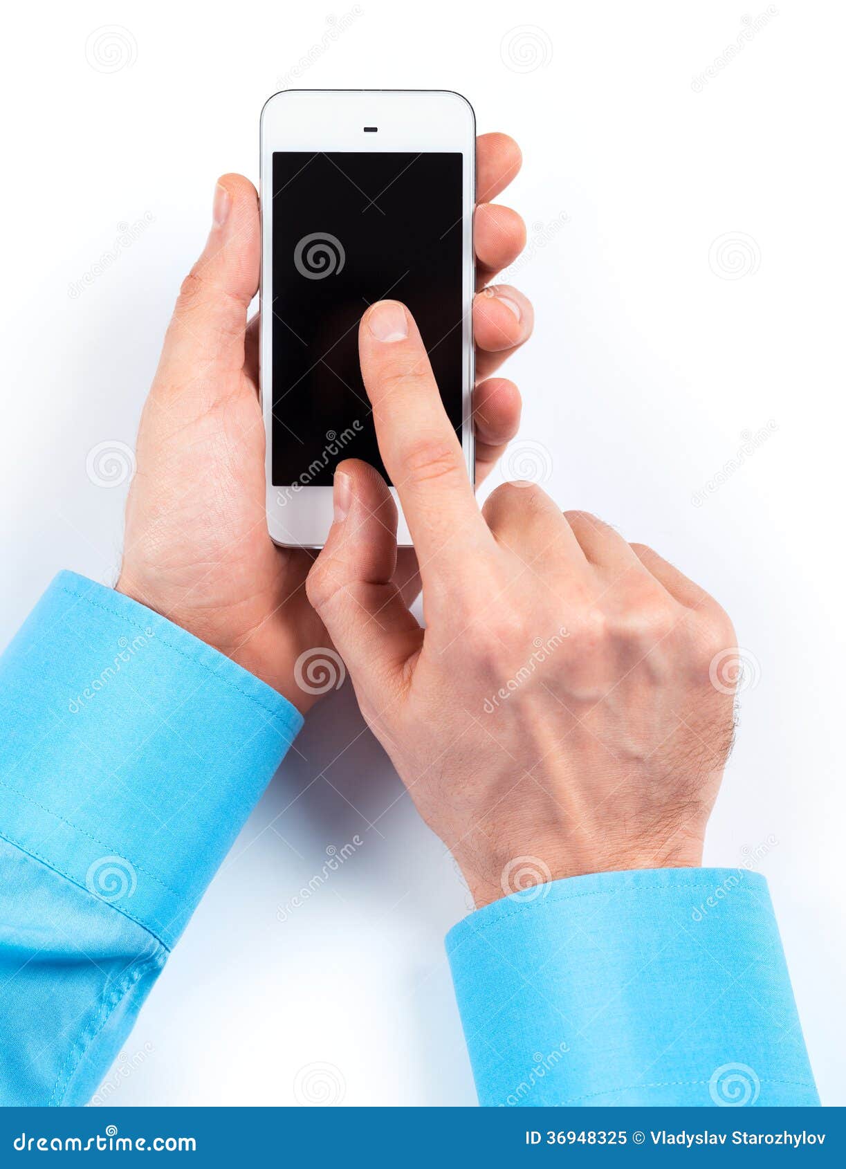 Businessman S Hands Using Smartphone on White Stock Image - Image of ...