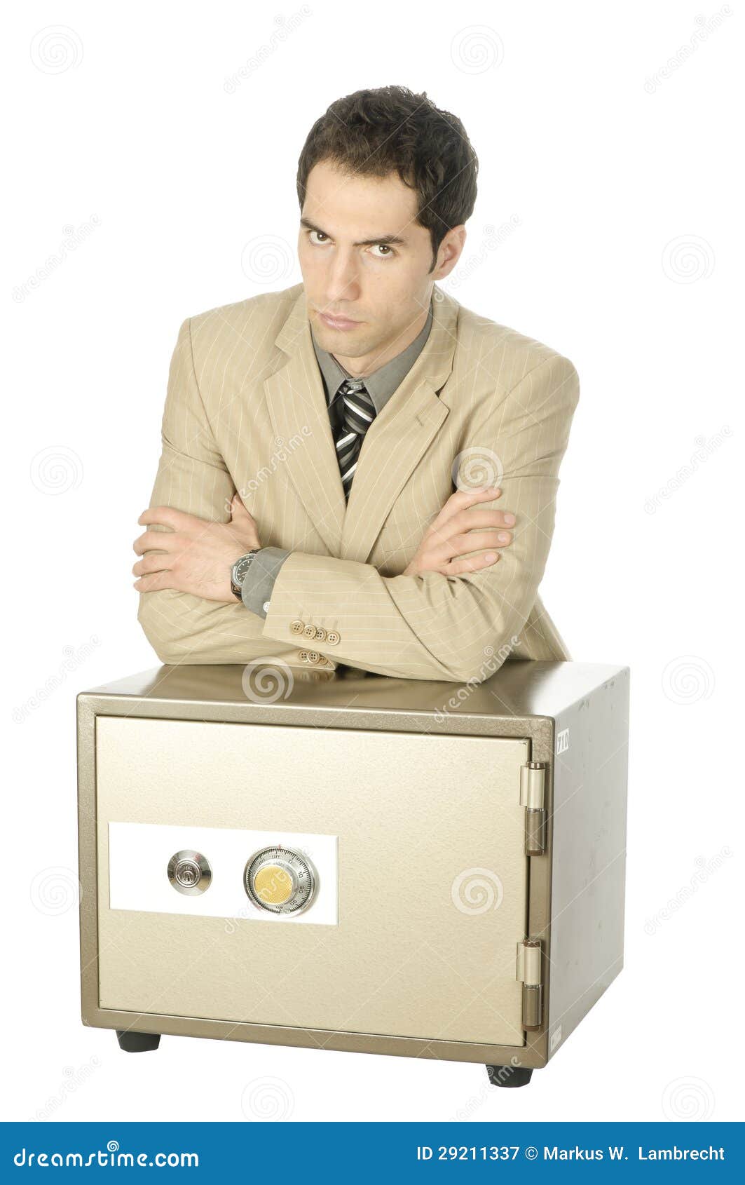 Businessman with Safe stock image. Image of closed, arms - 29211337