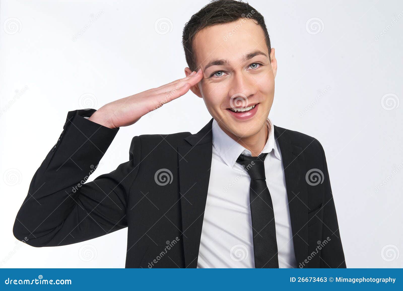 Businessman Saluting stock image. Image of happiness - 26673463