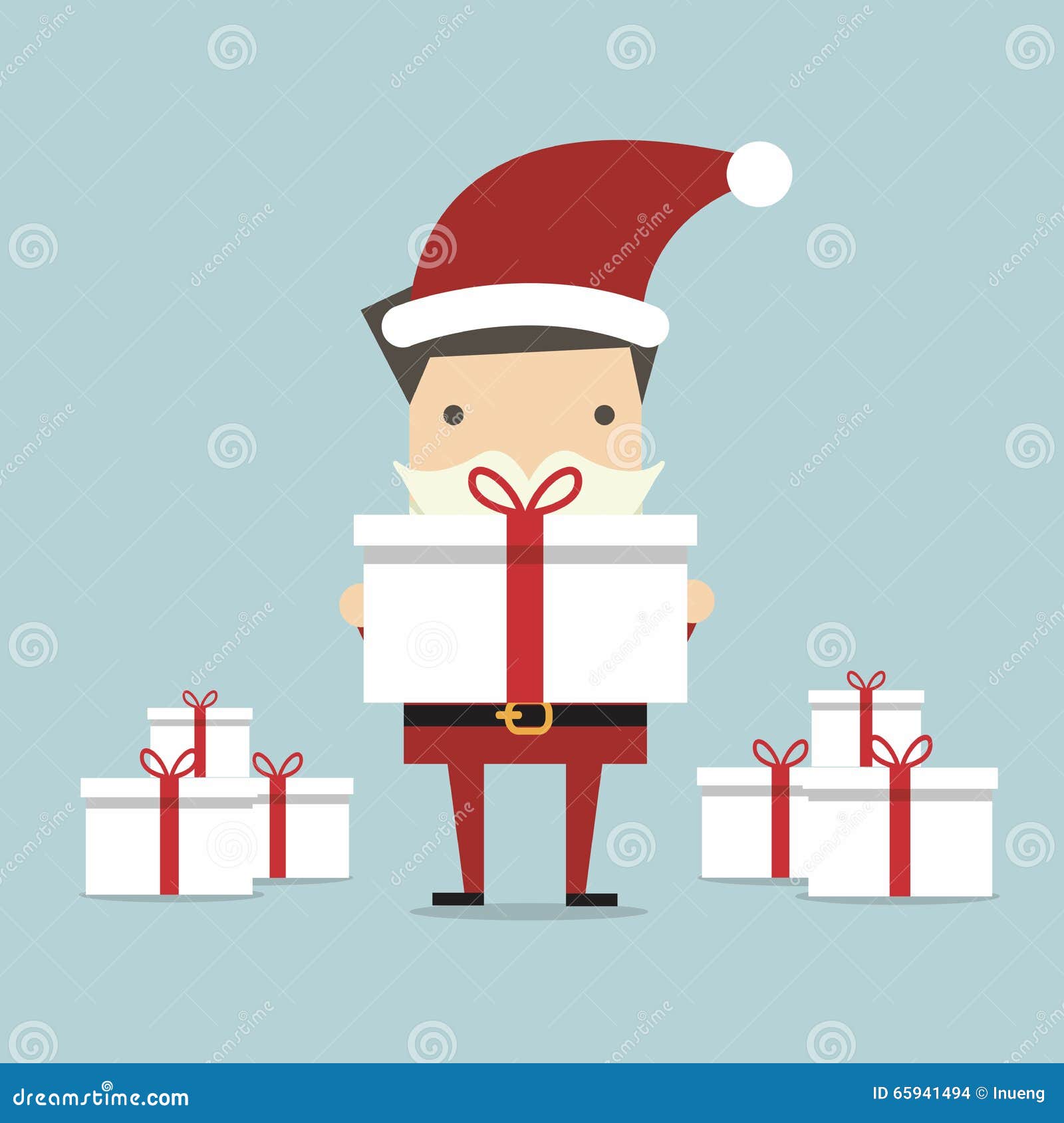 Businessman Santa Holding a Big Gift Box Stock Vector - Illustration of ...