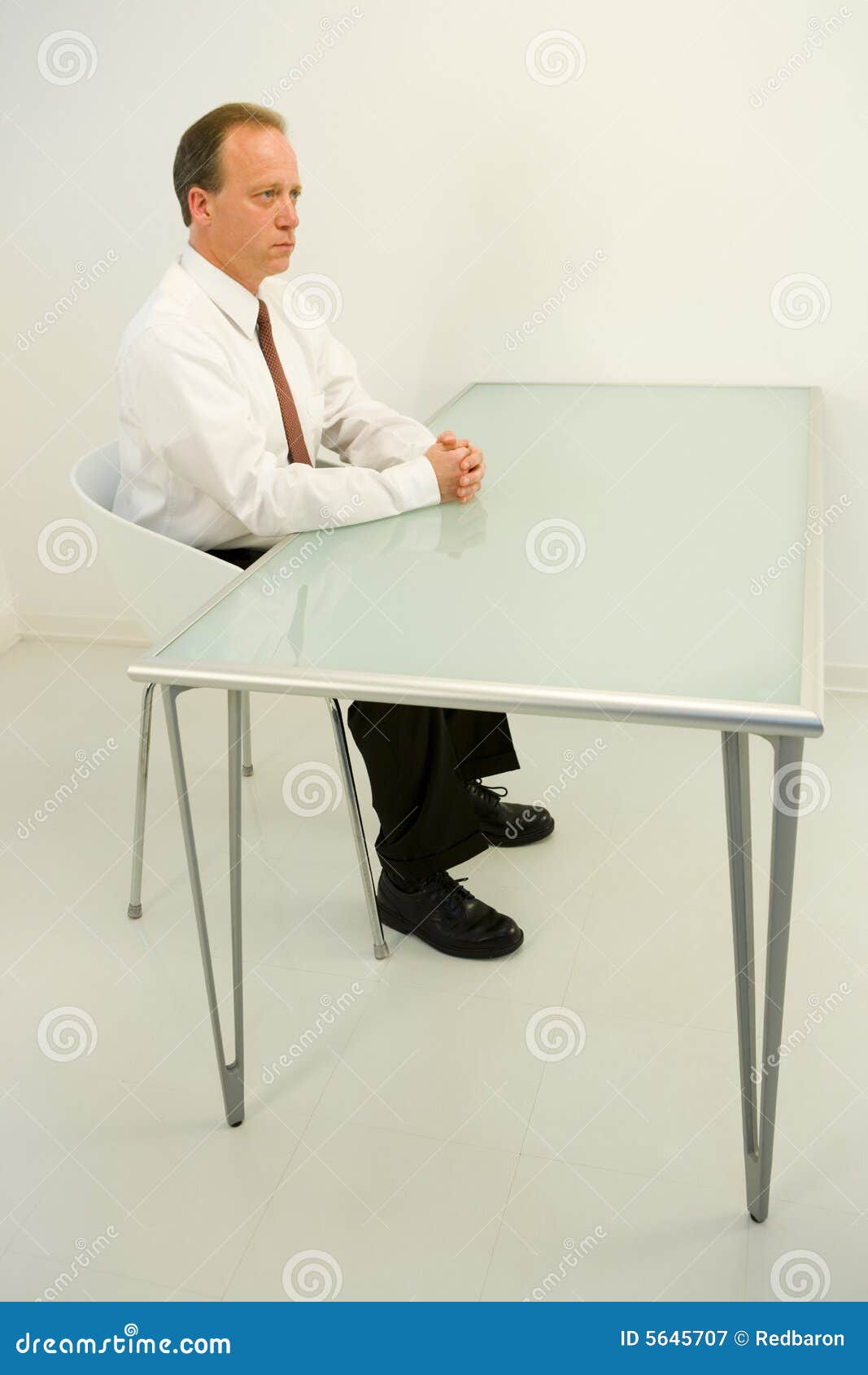 Businessman Sat at Empty Desk Stock Image - Image of seated, single ...