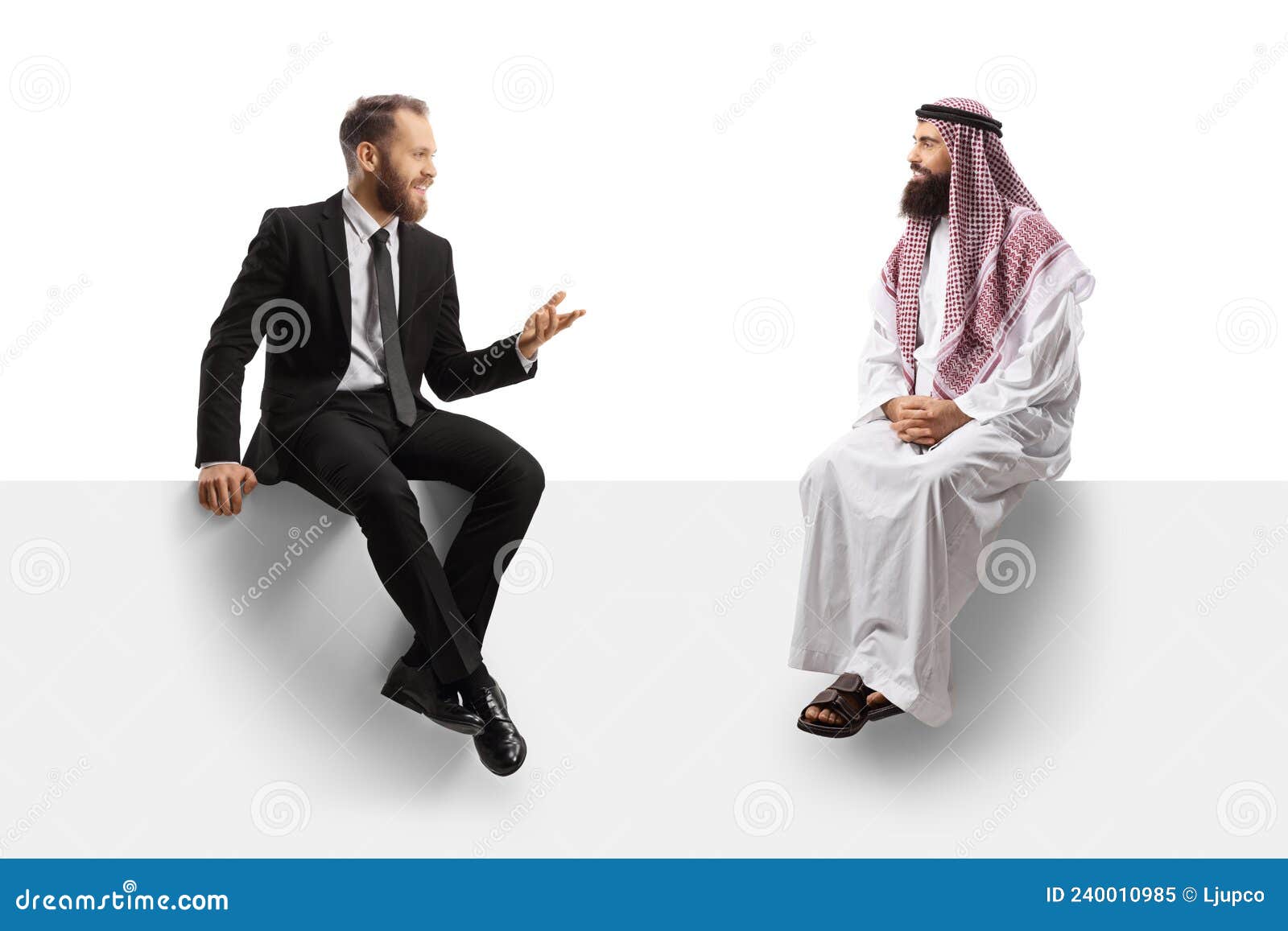 Businessman and a Saudi Arab Man Having a Conversation Seated on a ...