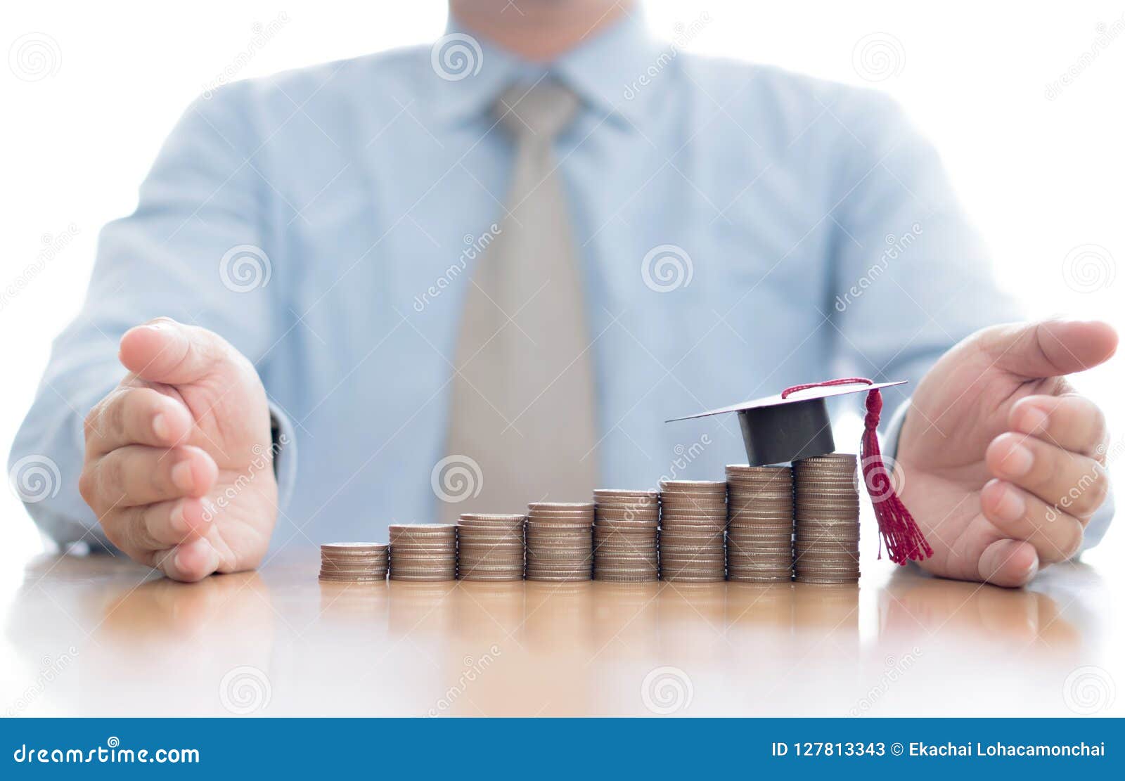 Businessman Saveing for Eudcation Stock Image - Image of charity, hand ...