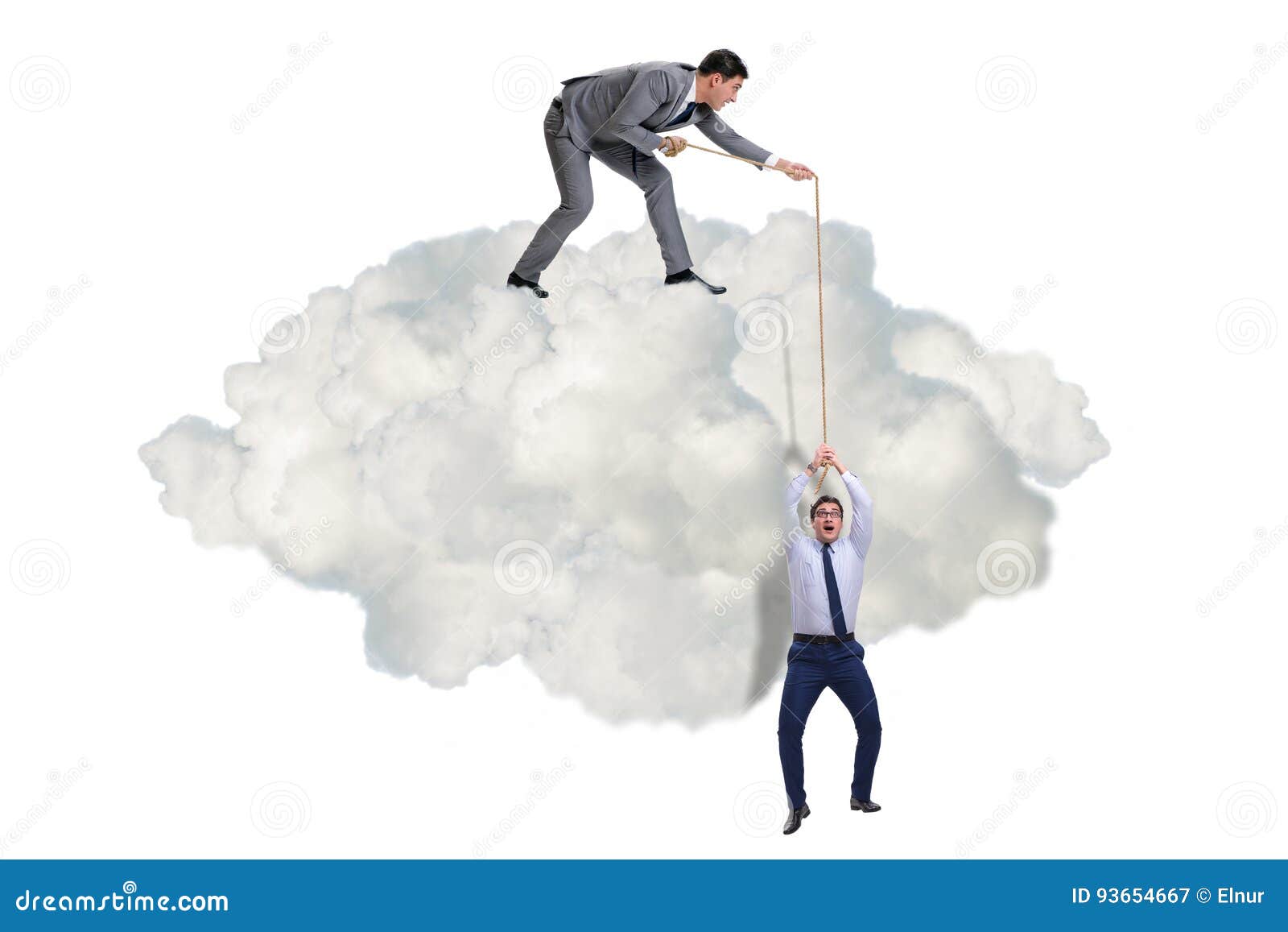 The Businessman Saving Colleague by Pulling Rope Stock Image - Image of ...