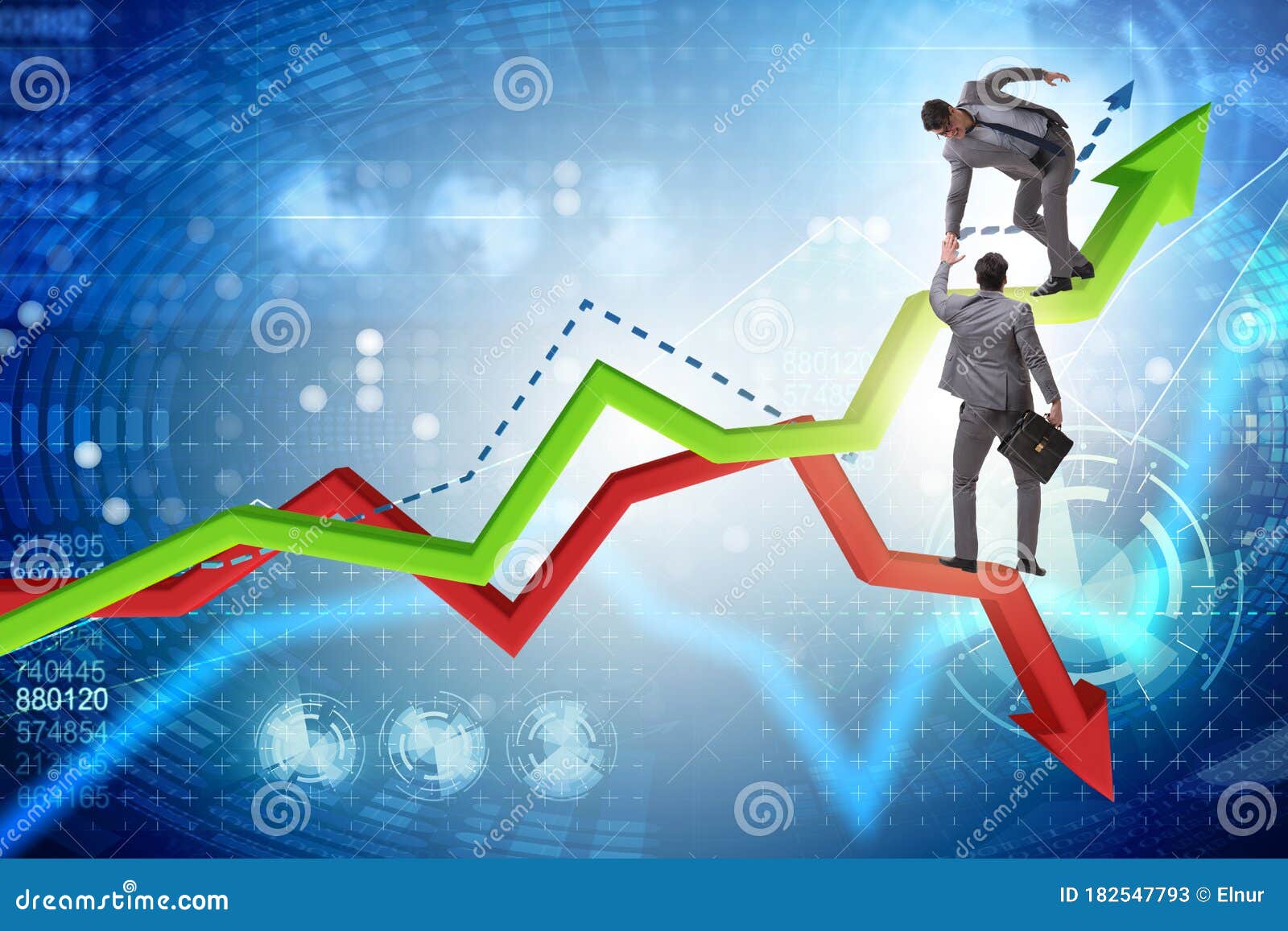 Businessman Saving Competitor during the Crisis Stock Image - Image of ...