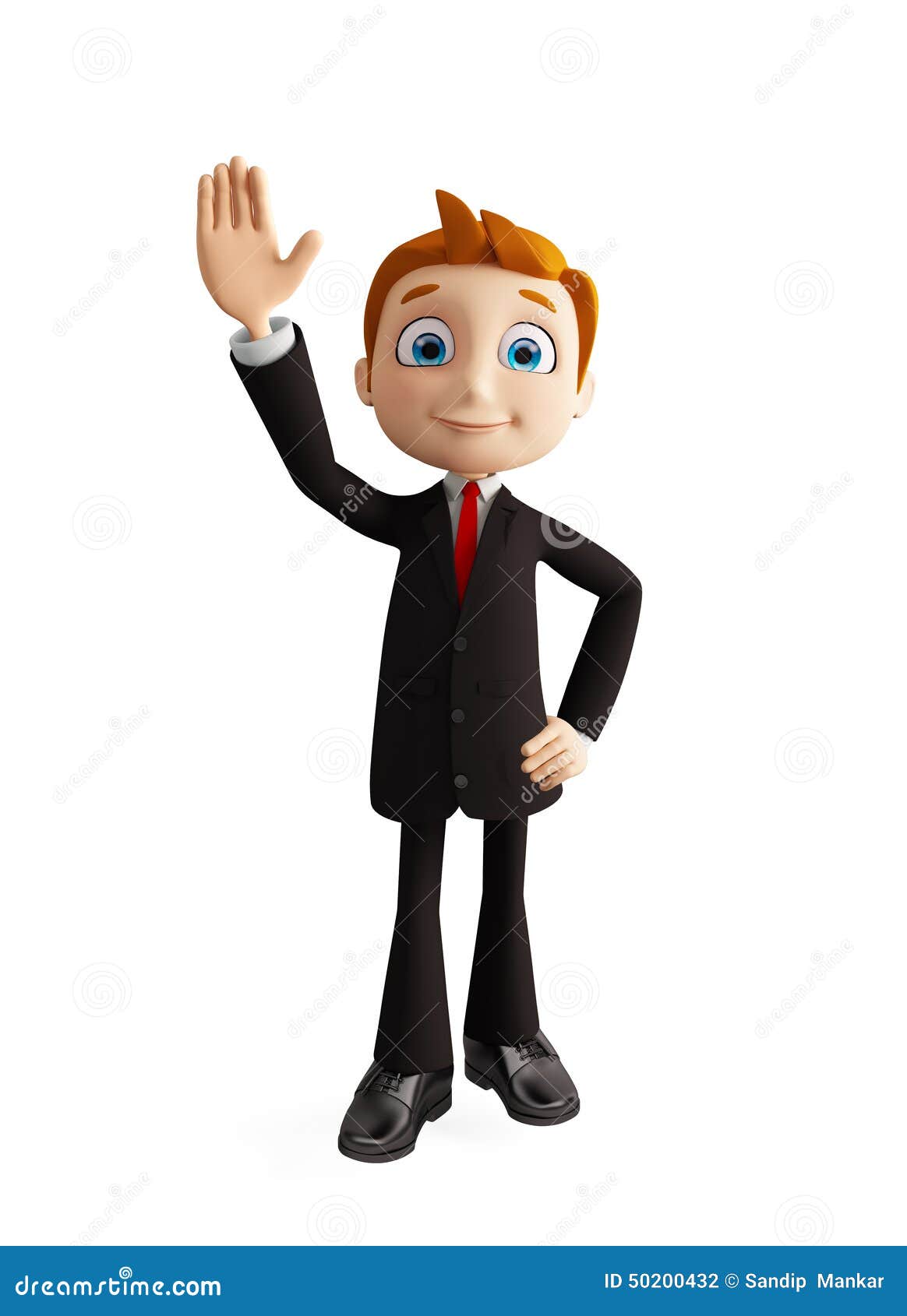 Businessman with Saying Hi Pose Stock Illustration - Illustration of ...