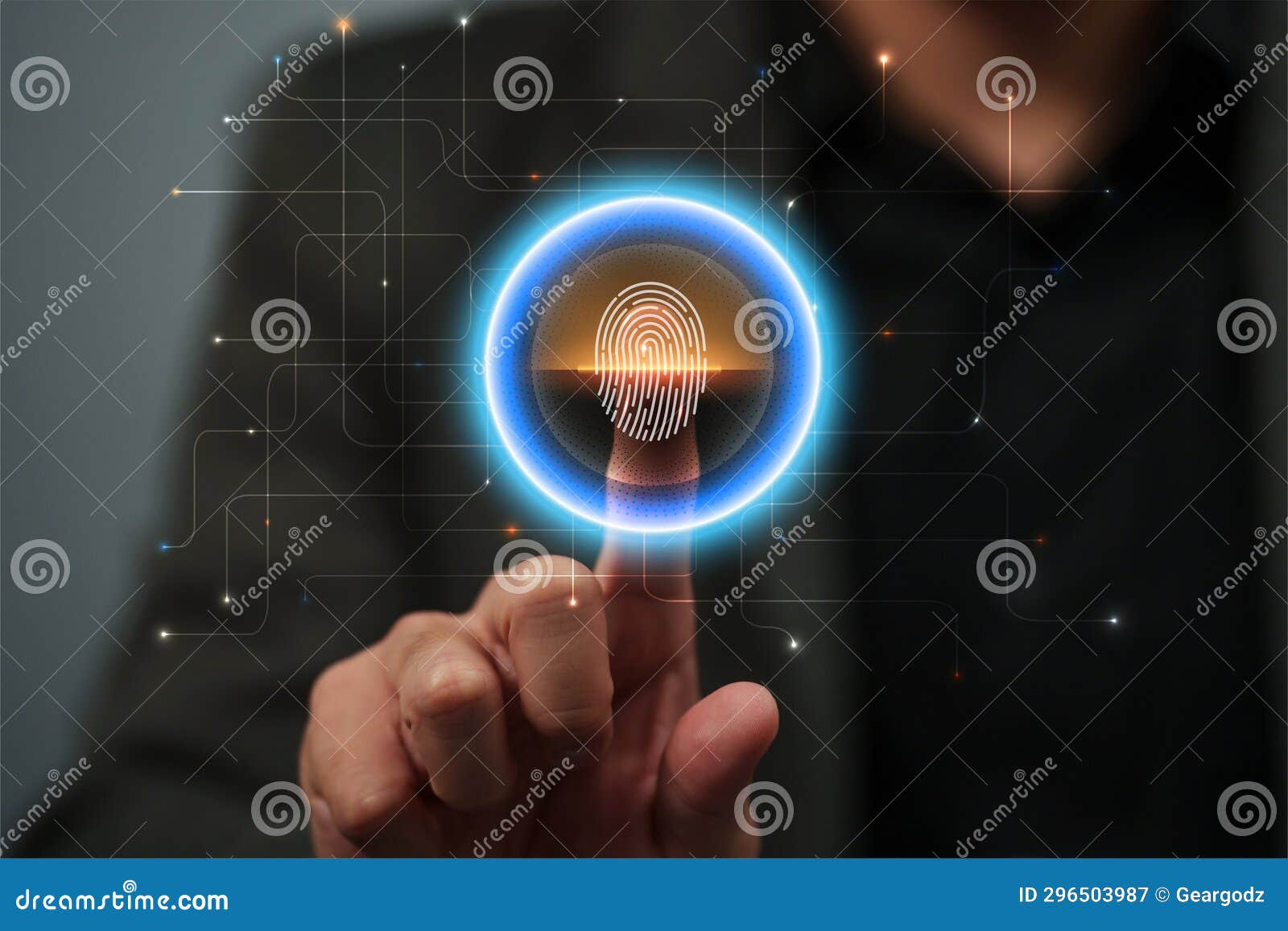 Businessman Scan Fingerprint Provides Security Access for Identity ...