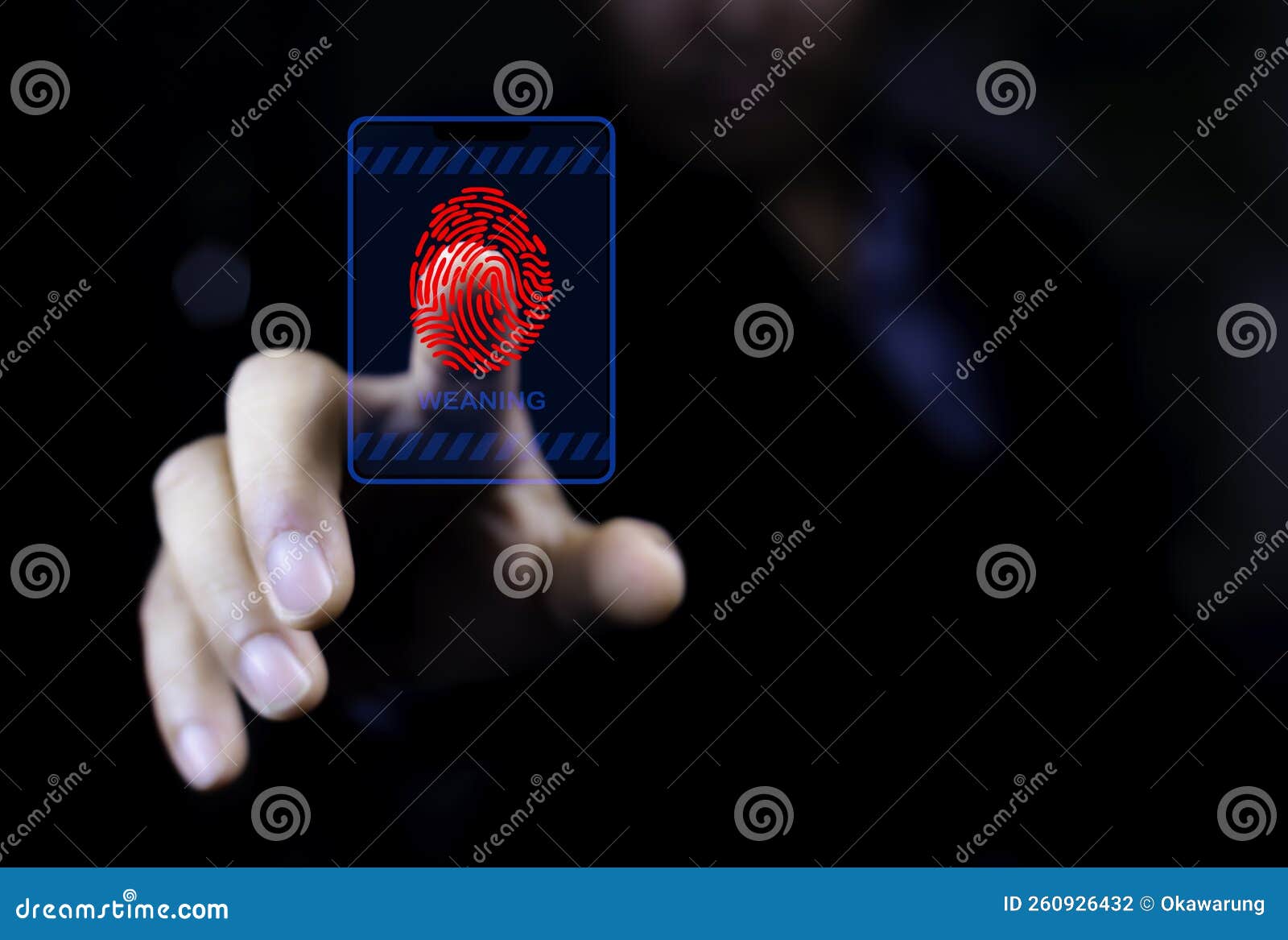 Businessman Scan Fingerprint with Virtual Screen Interface To Enter ...