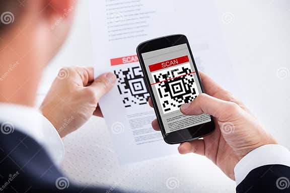Businessman Scanning a Barcode Stock Image - Image of businessman, hold ...