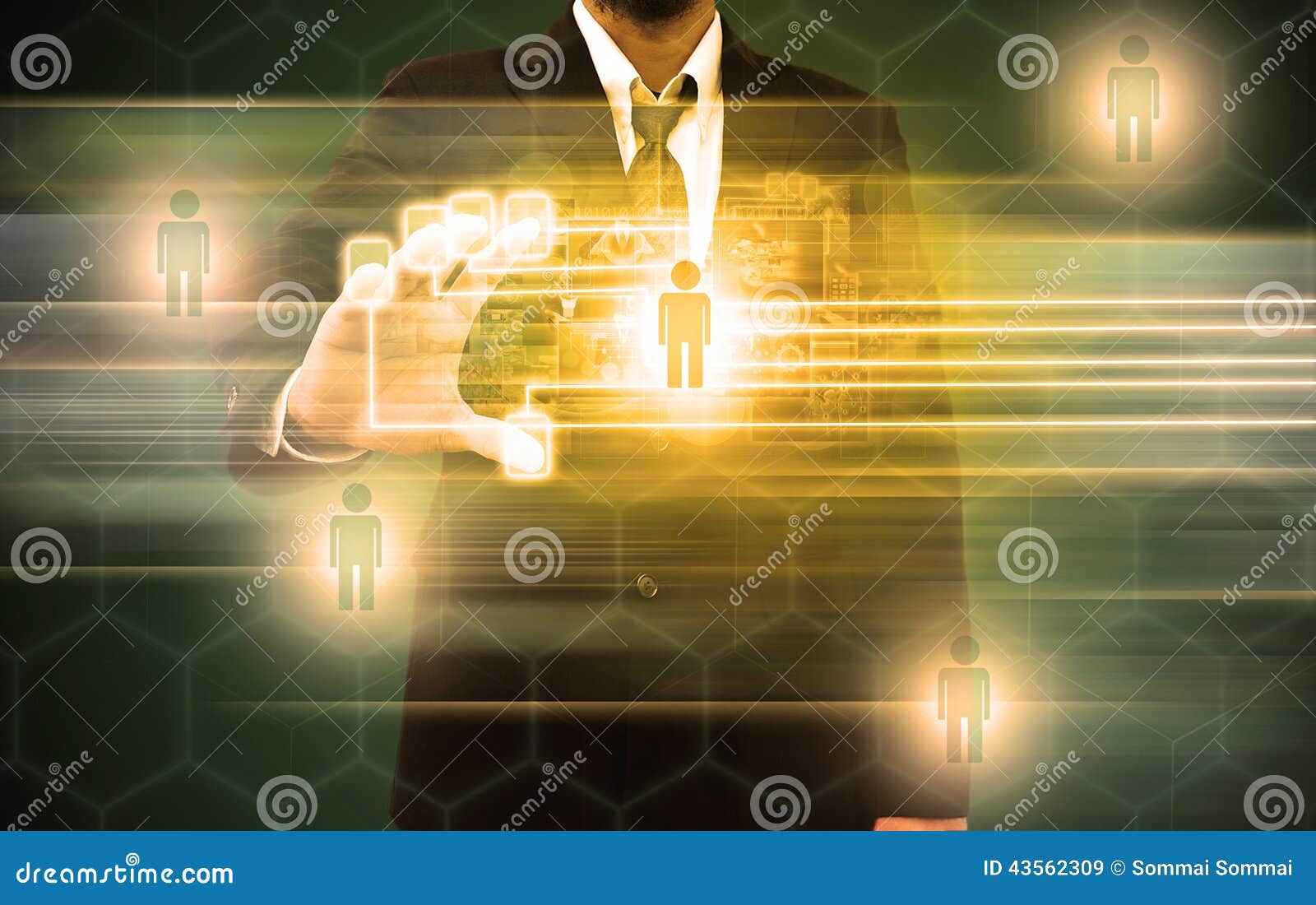 Businessman Scanning of a Finger on a Touch Screen Interface Stock ...