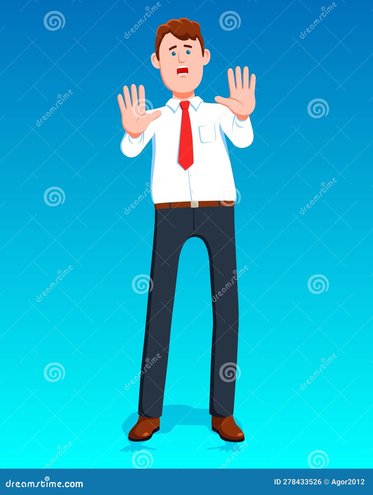 Businessman Scared. Office Worker Frightened Gesture with Hands Stock ...