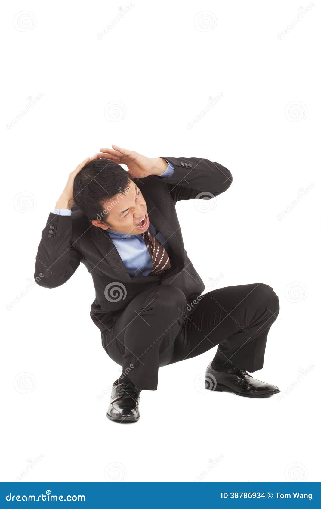 Businessman Scared and Protect His Head Stock Photo - Image of defence ...