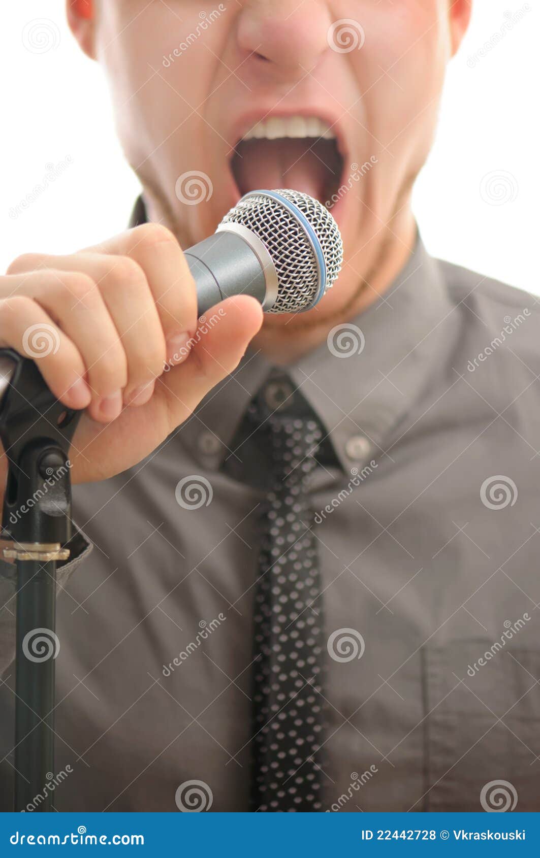 Businessman Screaming in Microphone Stock Photo - Image of performance ...