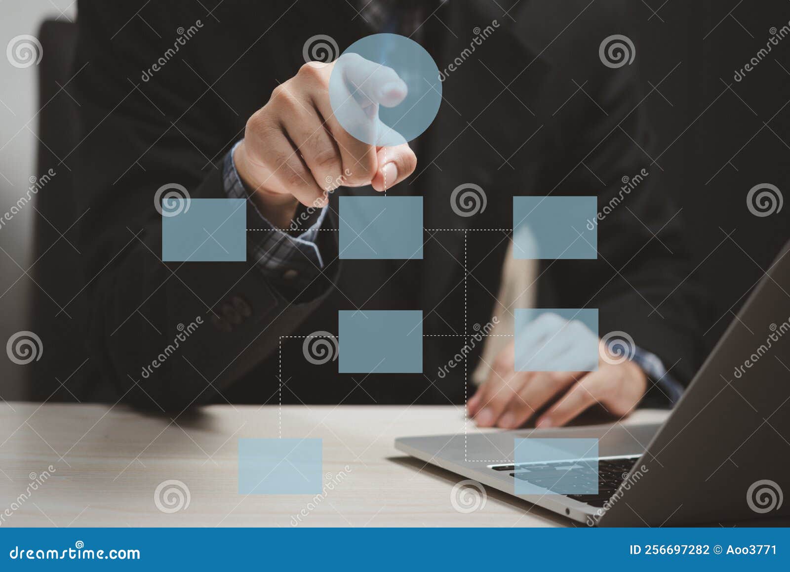 Businessman Screen Computing Adviser Flowchart Teamwork Chart, Touching ...