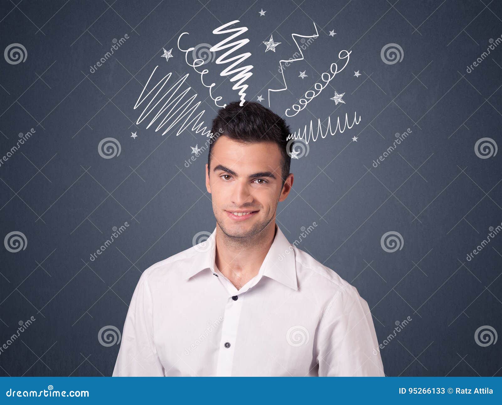 Businessman with scribbles stock image. Image of risk - 95266133