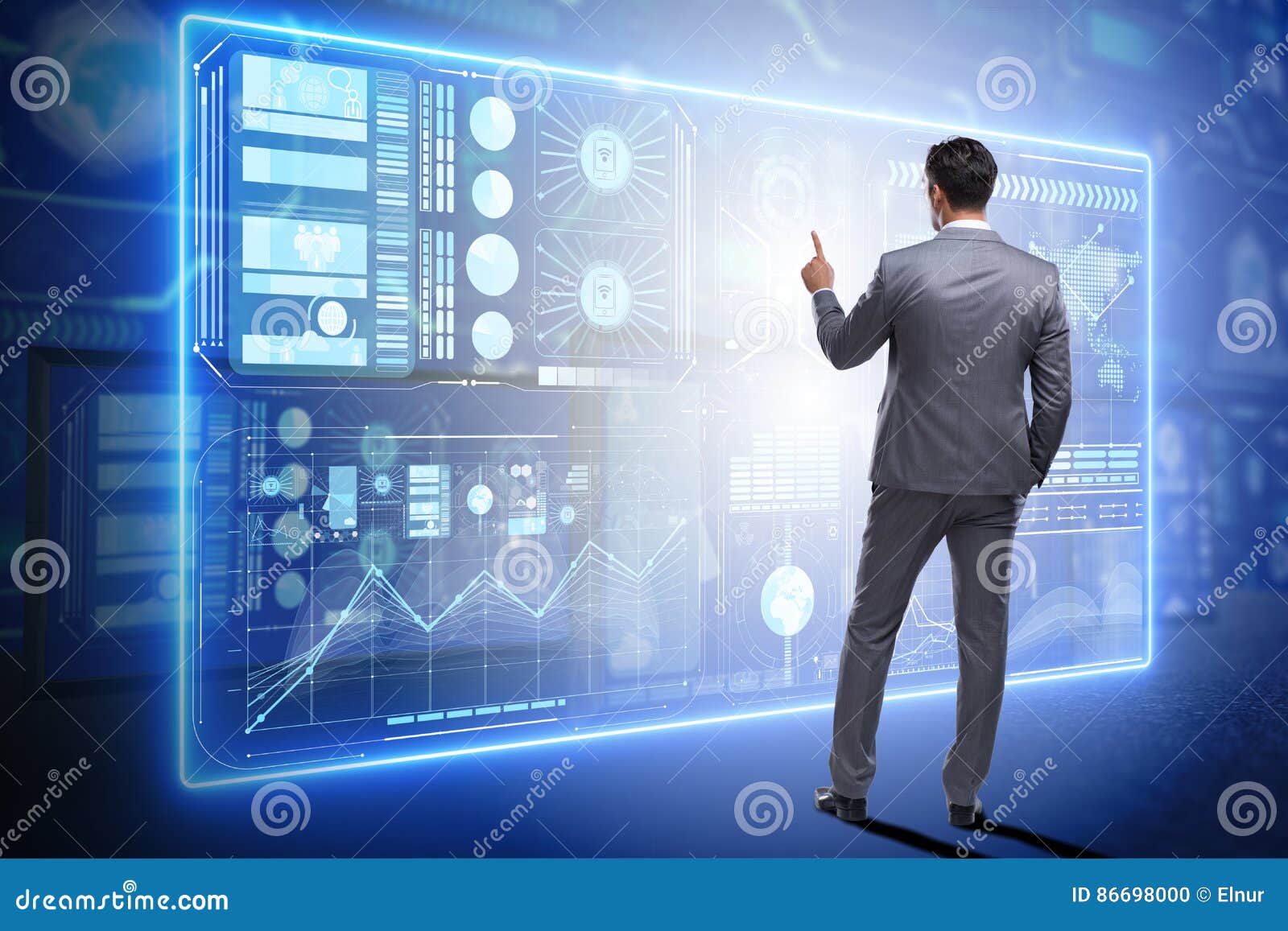 The Businessman Searching for Big Data Stock Photo - Image of ...