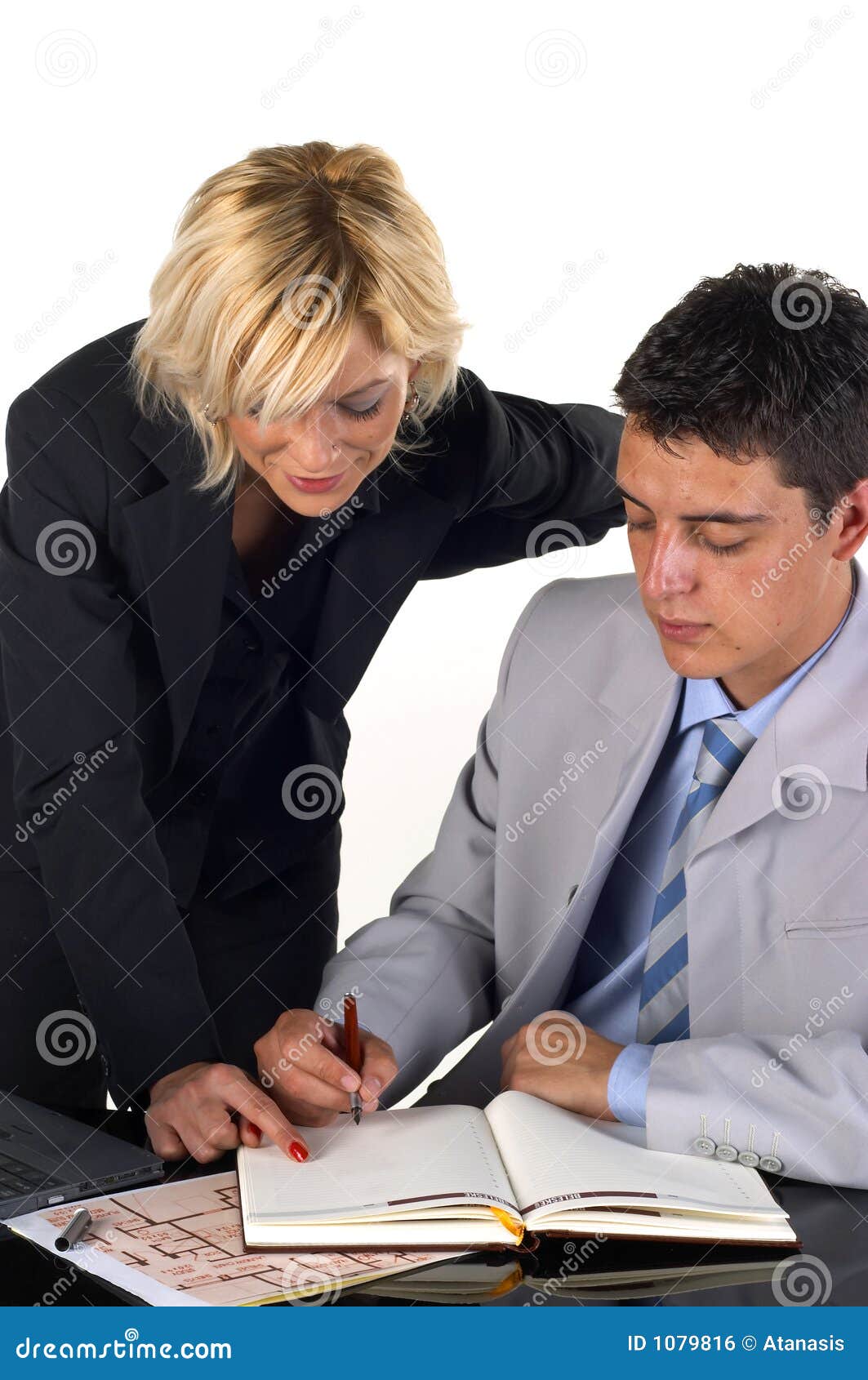 Businessman with a Secretary Stock Photo - Image of business, desk: 1079816