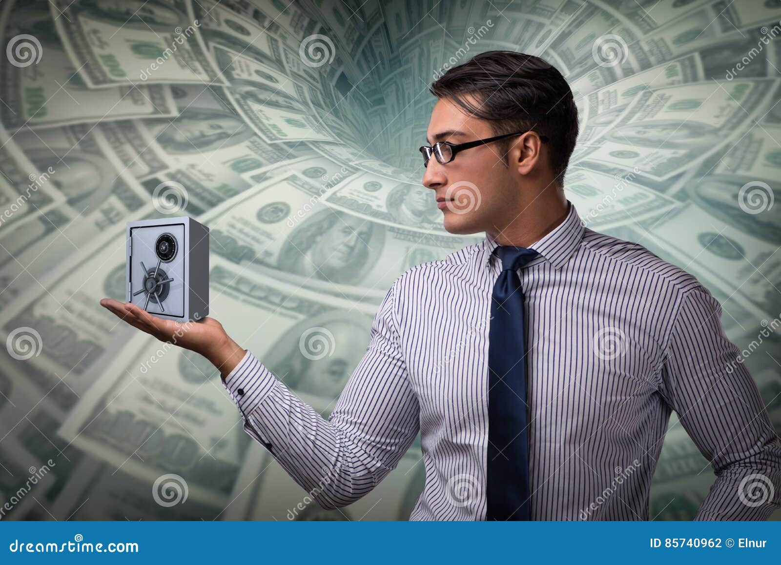The Businessman in Security Concept with Safe Stock Photo - Image of ...
