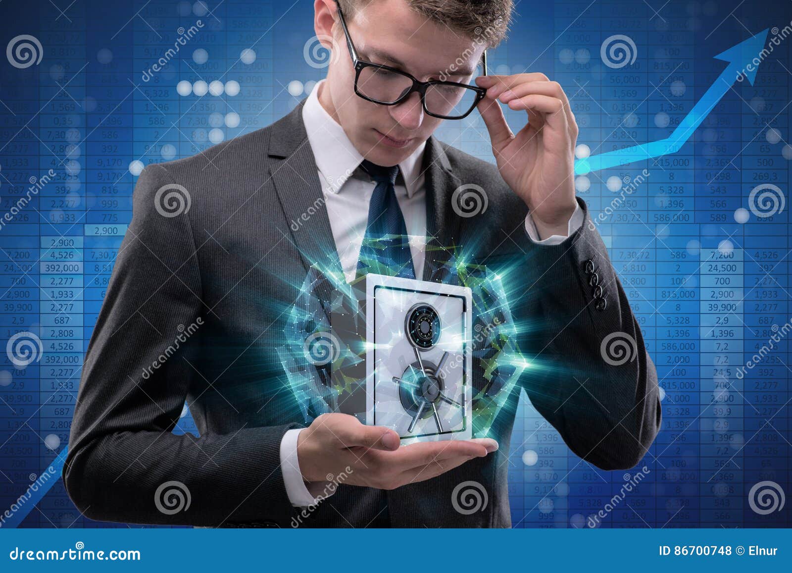The Businessman in Security Concept with Safe Stock Photo - Image of ...
