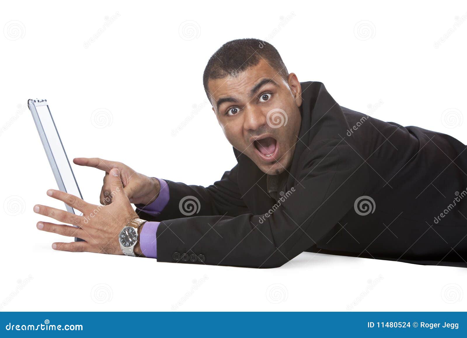Businessman Sees Something Surprising on Laptop Stock Photo - Image of ... Businessman Sees Something Surprising on Laptop Stock Photo - Image of ...
