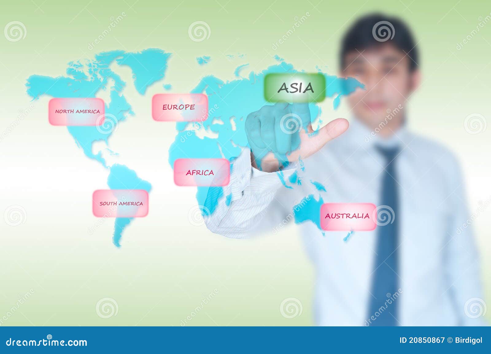 Businessman Selecting Asia Button Stock Image - Image of click, choice ...