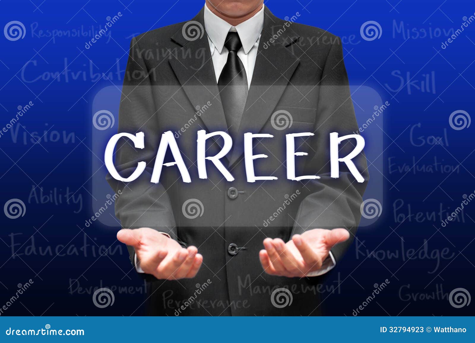 Businessman Selecting CAREER Option on His Concept Stock Image - Image ...