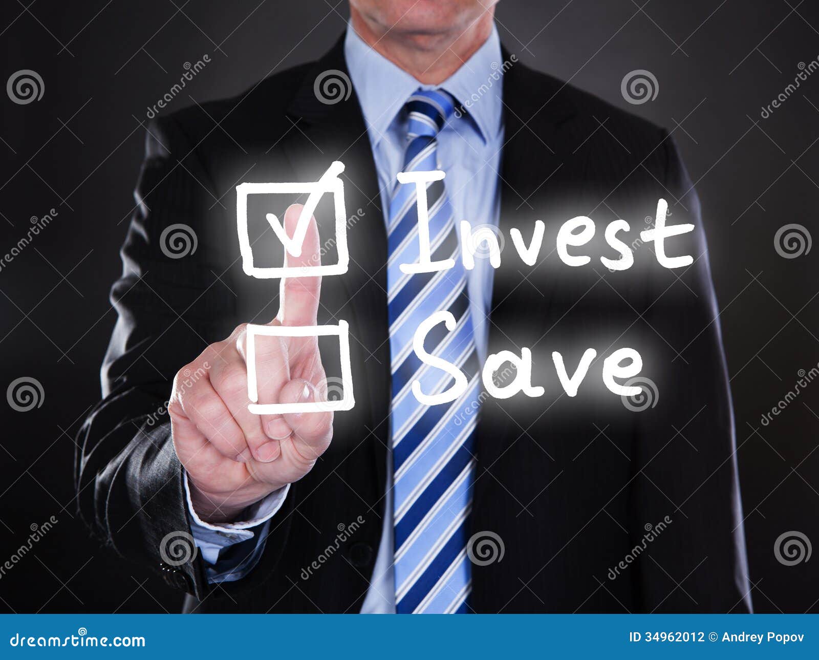 Businessman Selecting Invest Option on the Screen Stock Photo - Image ...