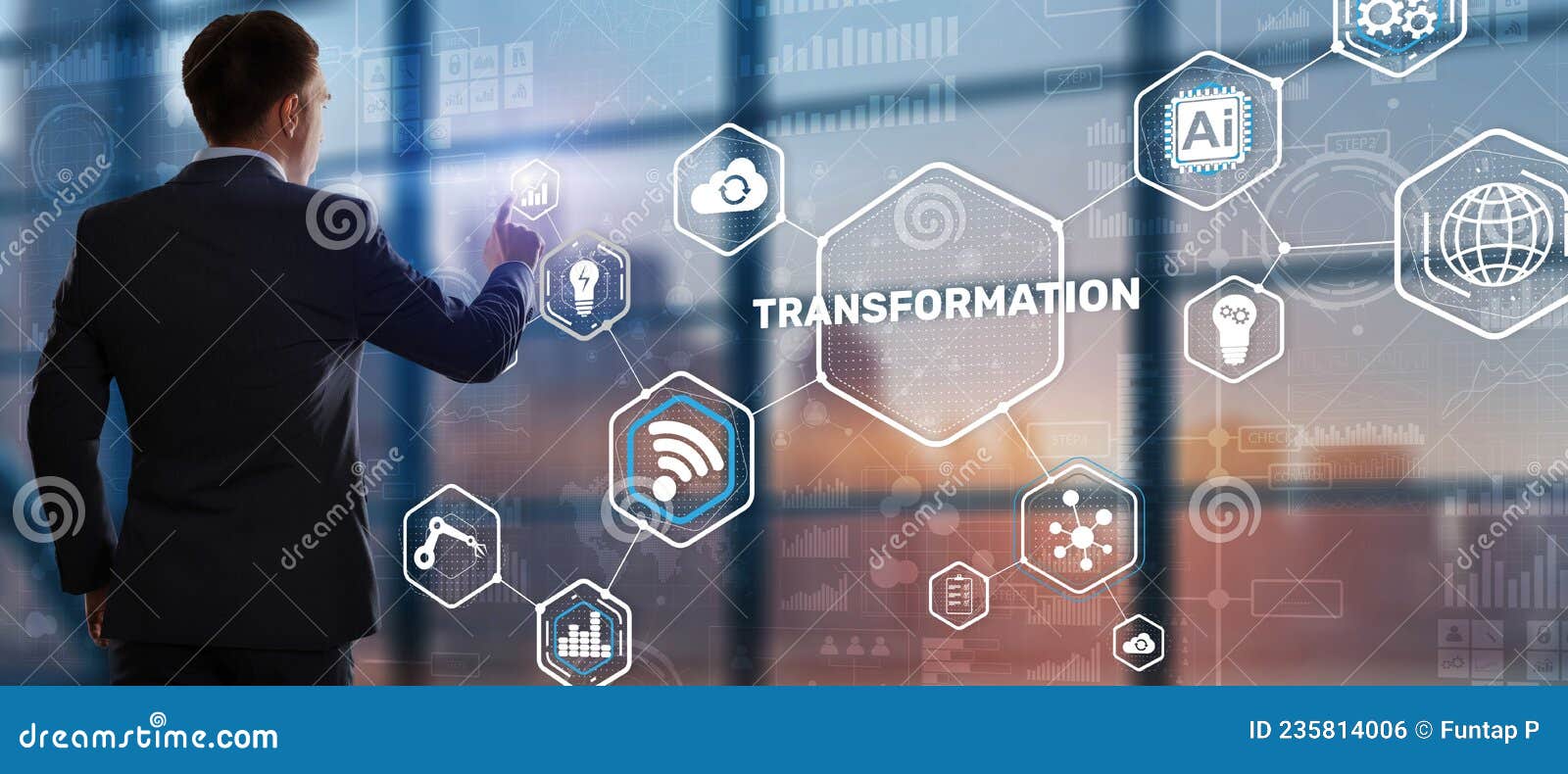 Businessman Selecting Transformation. Background for Presentations ...