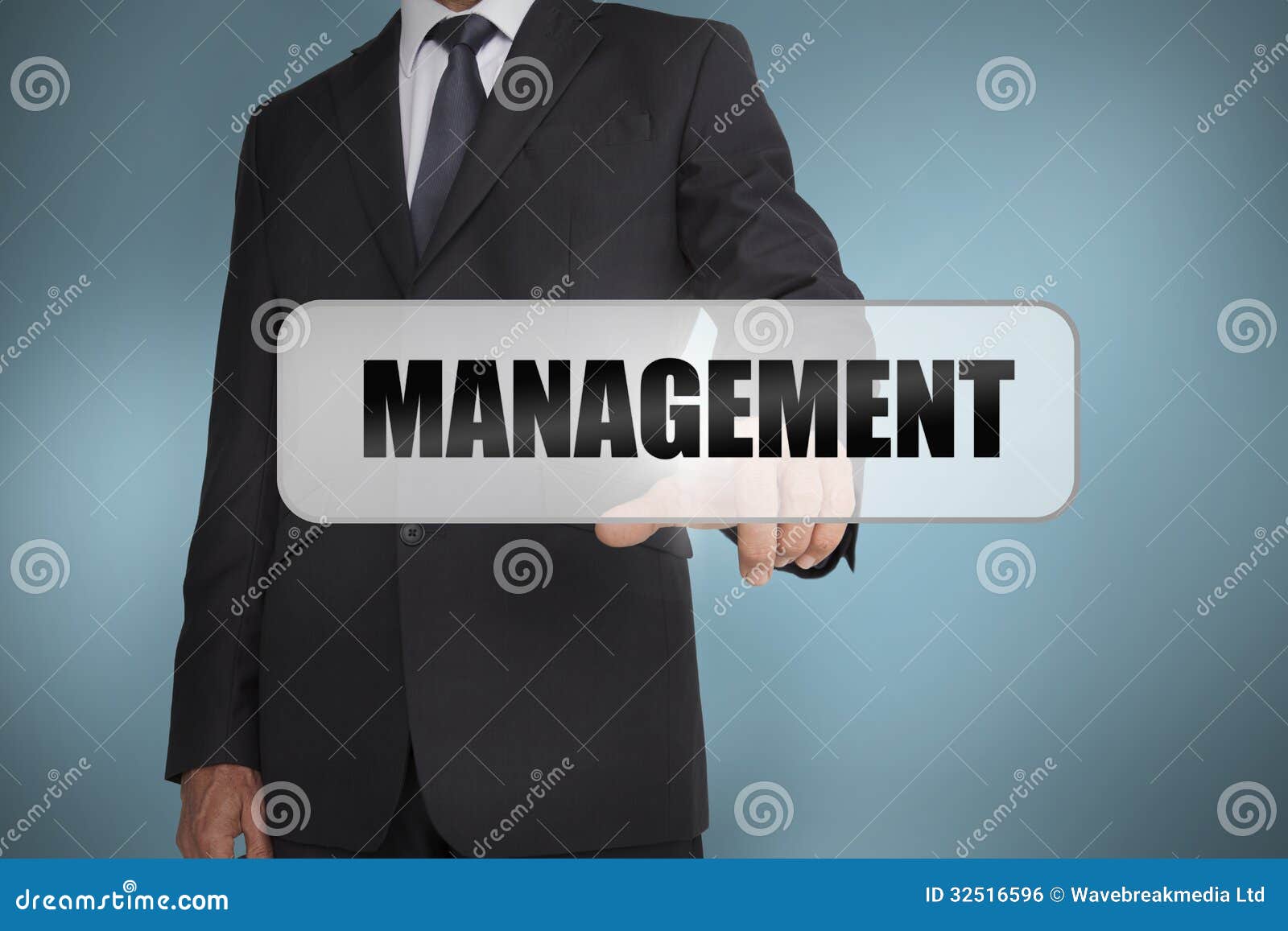 Businessman Selecting the Word Management Written on White Tag Stock ...