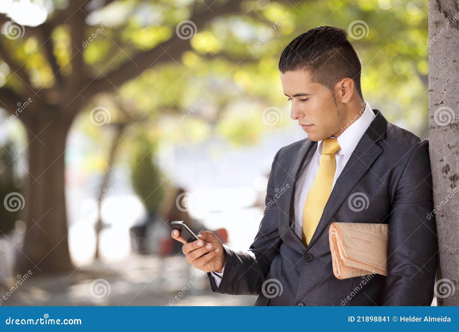 Businessman Sending Messages at the Cellular Stock Image - Image of ...