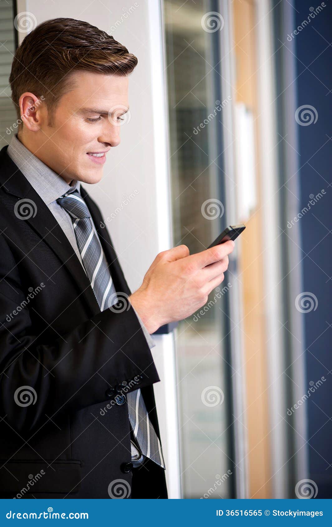 Businessman Sending Text Message Stock Image - Image of mobile ...