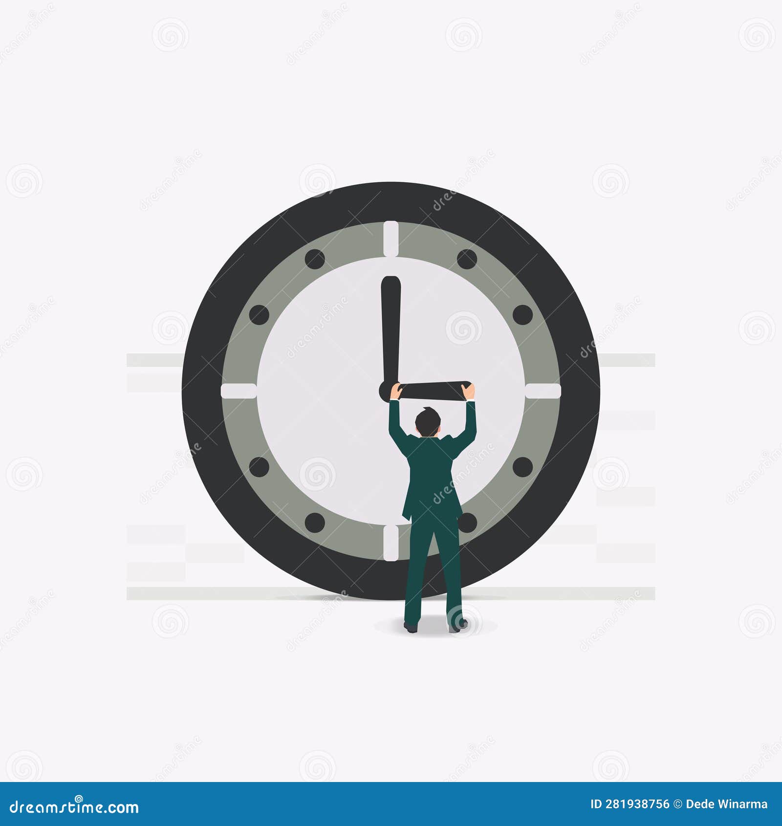 Businessman Setting Big Clock Design Vector Illustration Stock Vector ...