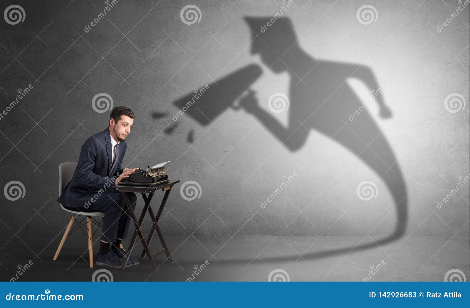 Businessman Shadow Yelling To Himself Concept Stock Image - Image of ...