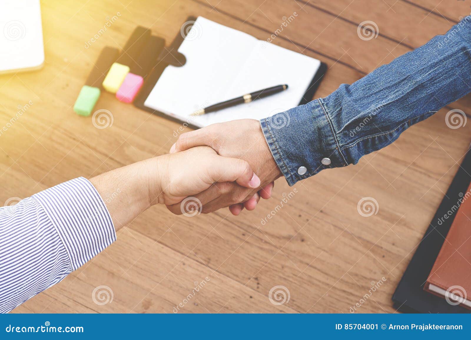 Businessman Shake Hand at the Office in the Morning Stock Image - Image ...
