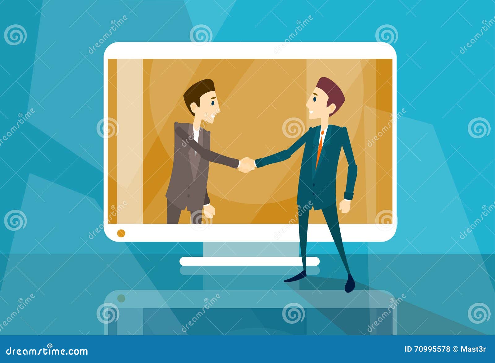 Businessman Shake Hand Web Virtual Internet Business Meeting Computer ...