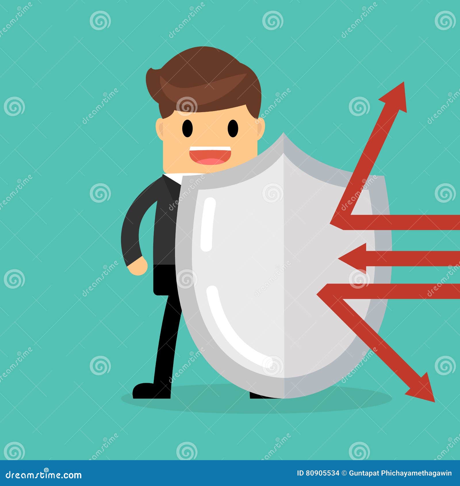Businessman with Shield, Business Concept. Stock Vector - Illustration ...