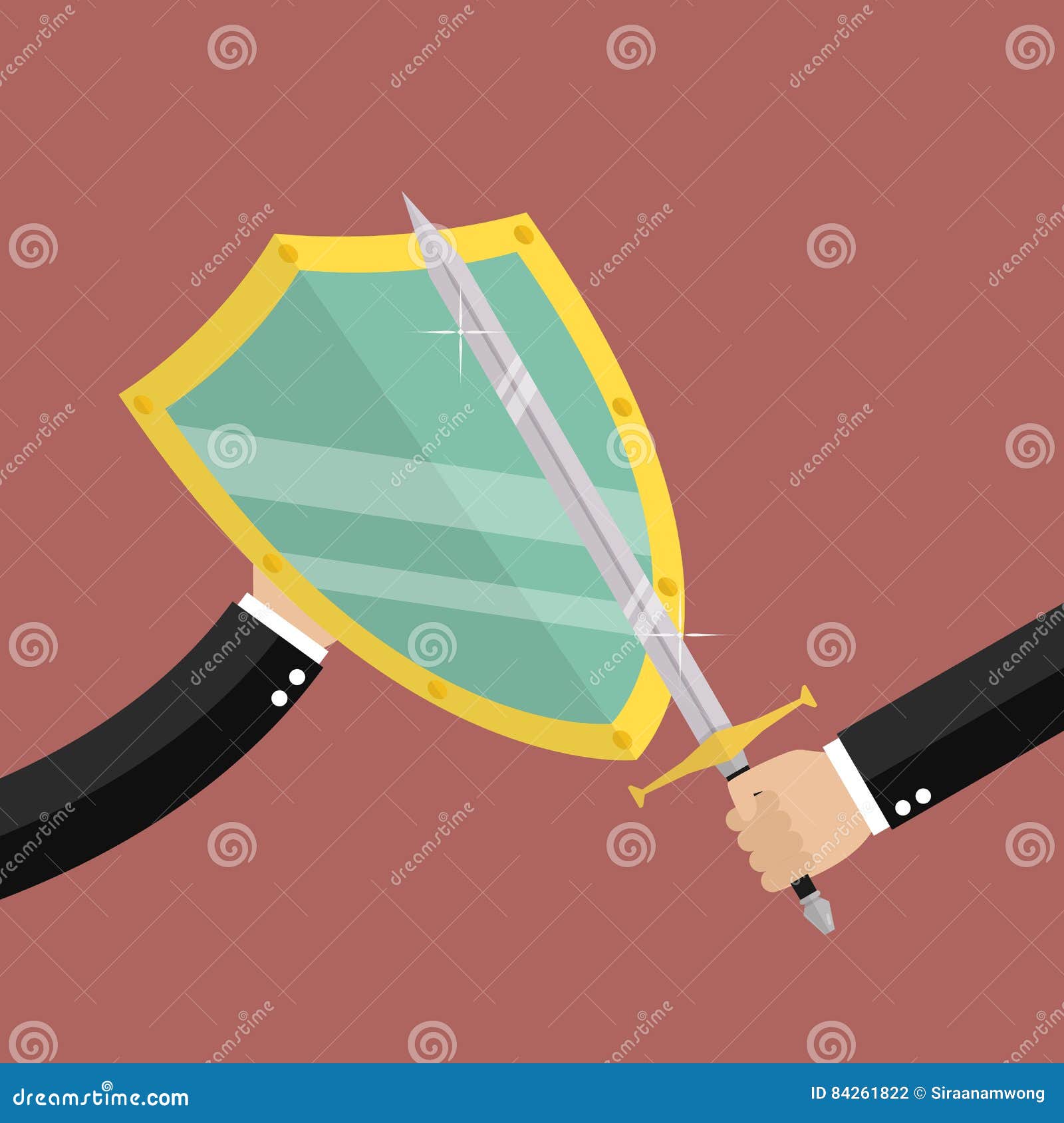 Businessman with Shield Protecting Attact of Enemy Stock Vector ...