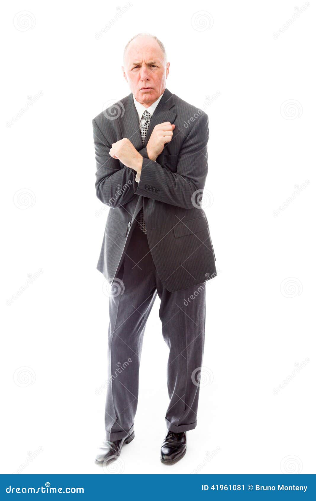 Businessman Shivering in the Cold Isolated on White Background Stock ...