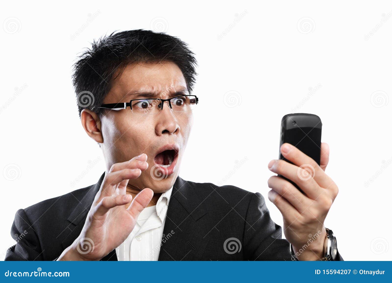Businessman Shock Expression when Using Video Call Stock Image - Image ...