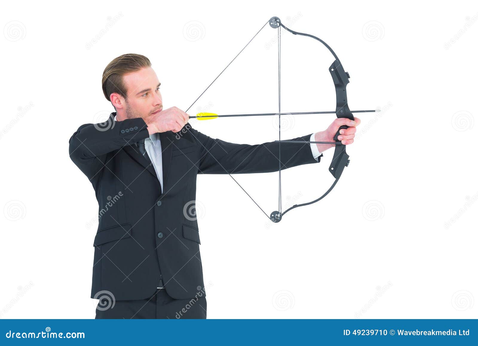 Businessman Shooting a Bow and Arrow Stock Photo - Image of arrow ...