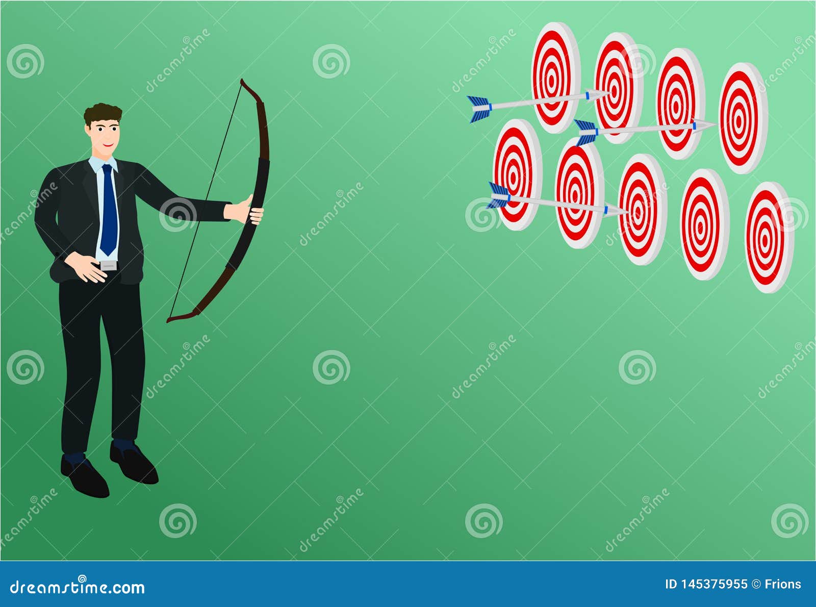 Businessman Shooting Three Arrow Multiple Target Stock Vector ...