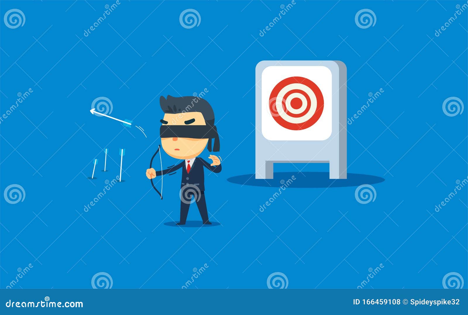 A Businessman is Shooting the Wrong Target. Vector Illustration Stock ...