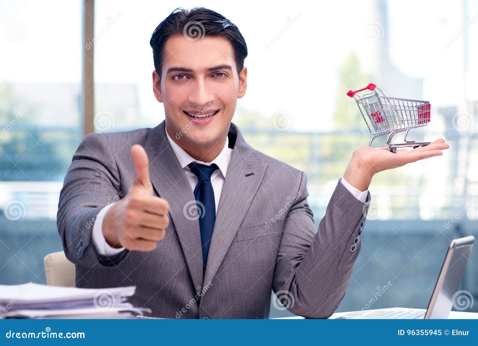 The Businessman with Shopping Cart in Office Stock Image - Image of ...