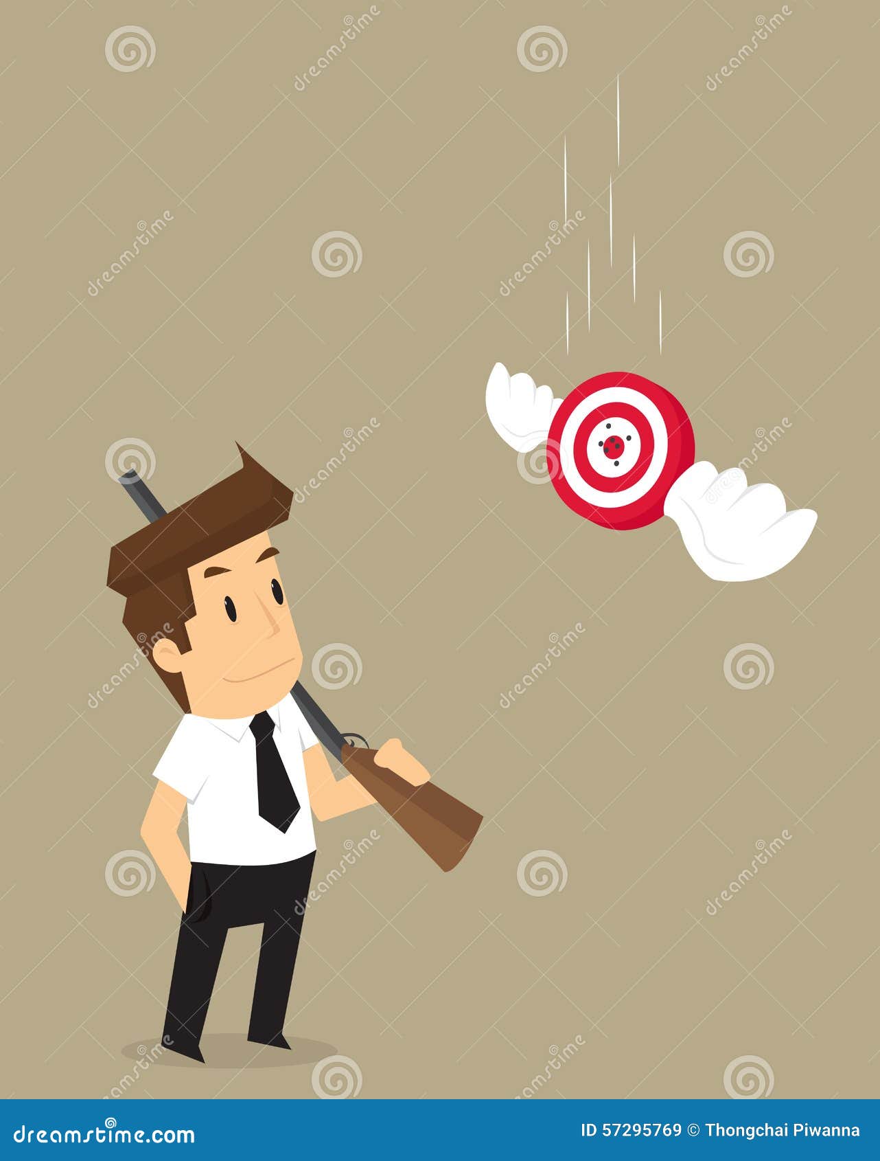 Businessman Shot Target Flying. Precisely Stock Vector - Illustration ...