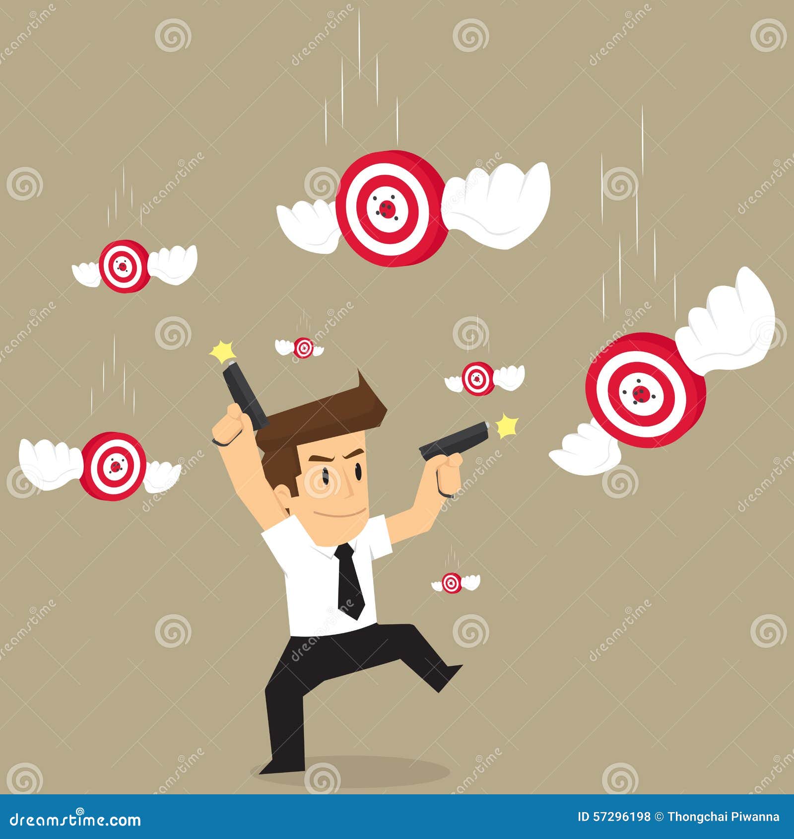 Businessman Shot Target Flying. Precisely Stock Vector - Illustration ...