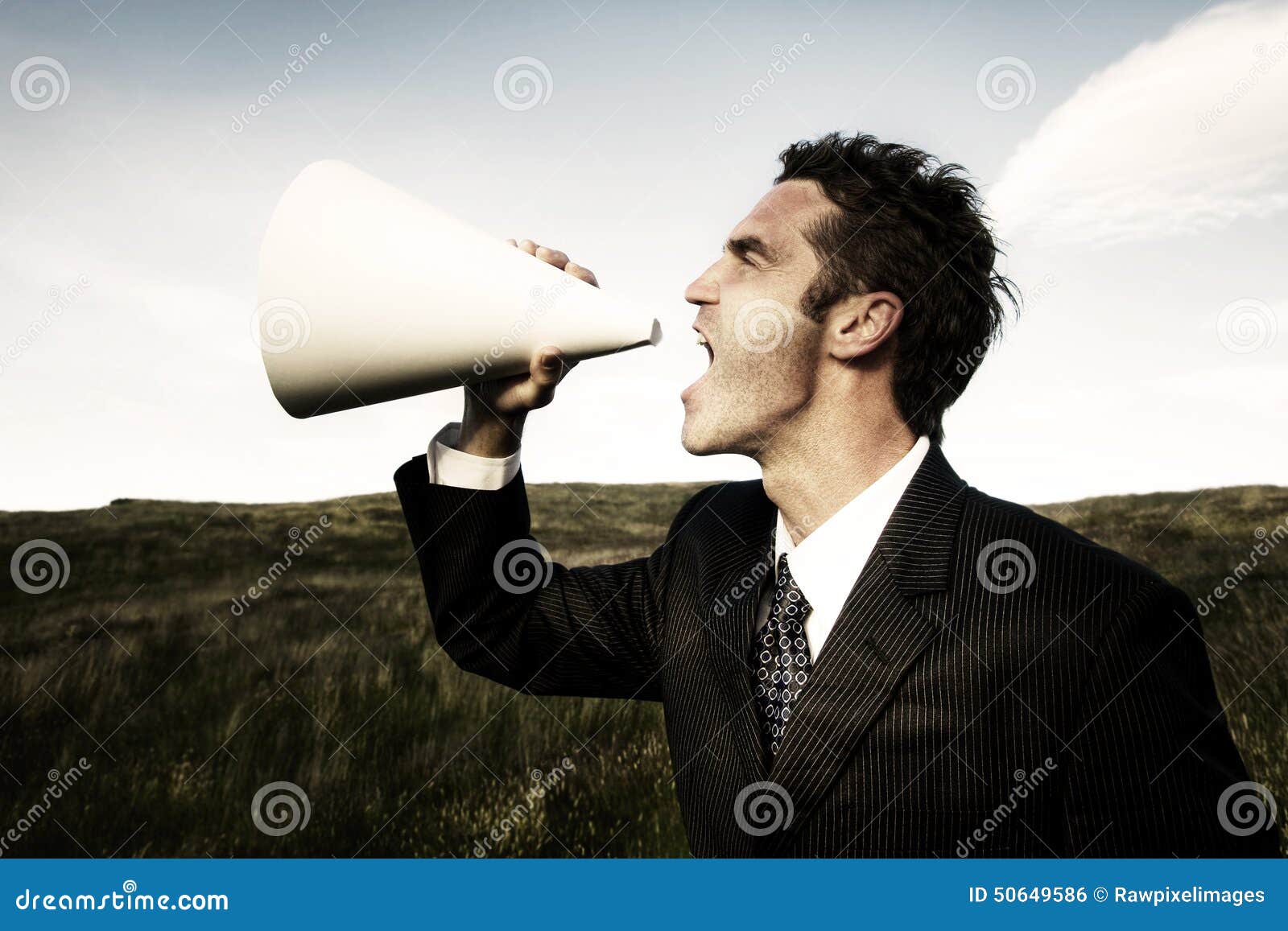Businessman Shouting Field Announcement Concept Stock Photo - Image of ...