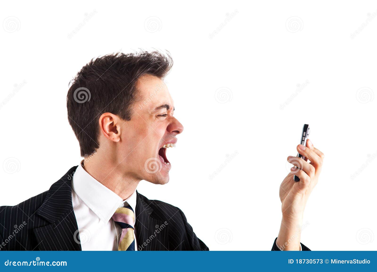 Businessman Shouting at His Phone Stock Image - Image of frustration ...